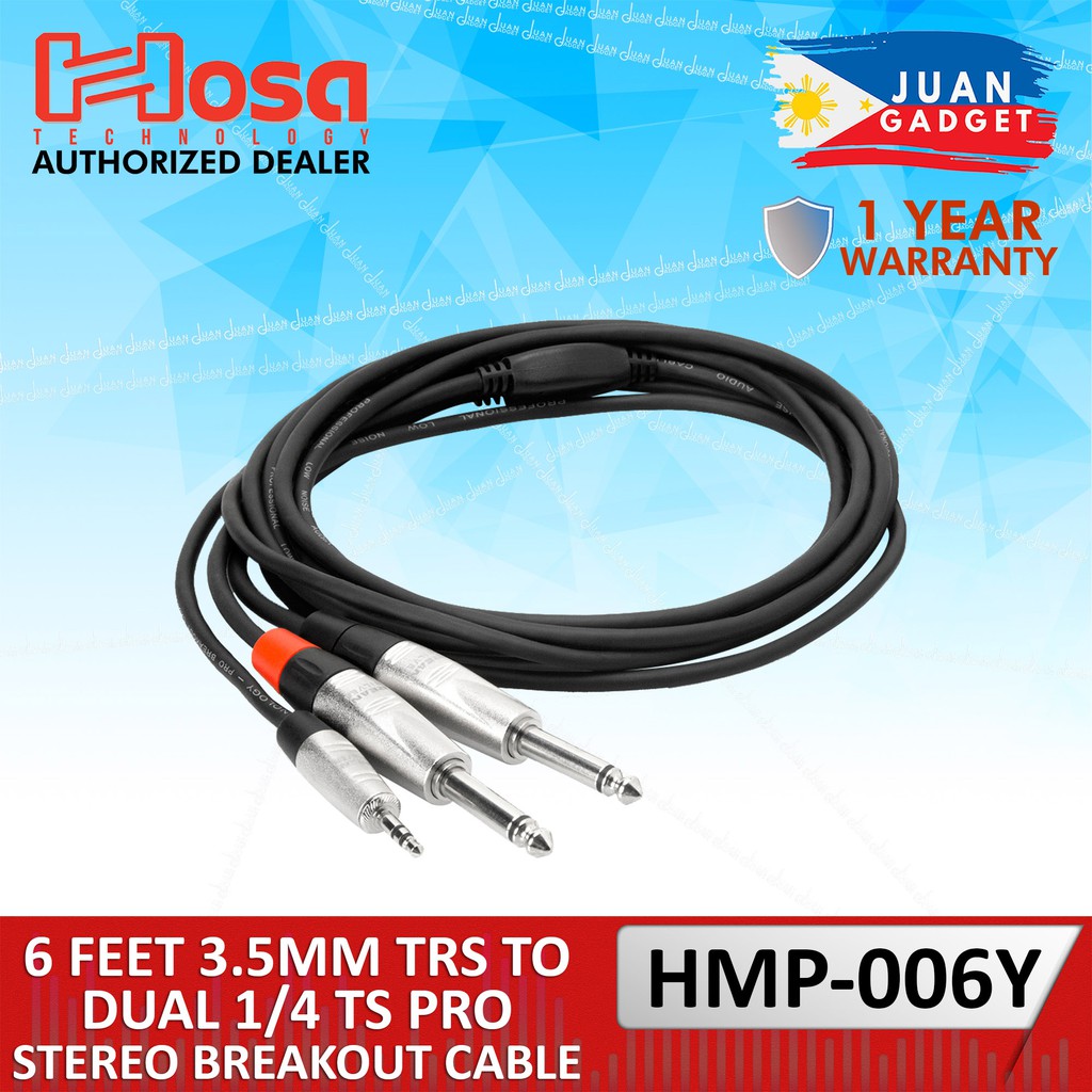 Hosa Technology HMP-006Y REAN 3.5mm TRS to Dual 1/4" TS Pro Stereo ...
