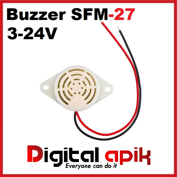 PUTIH Buzzer SFM-27 Active 3-24V 12V Piezo Beep Alarm Continuous White ...