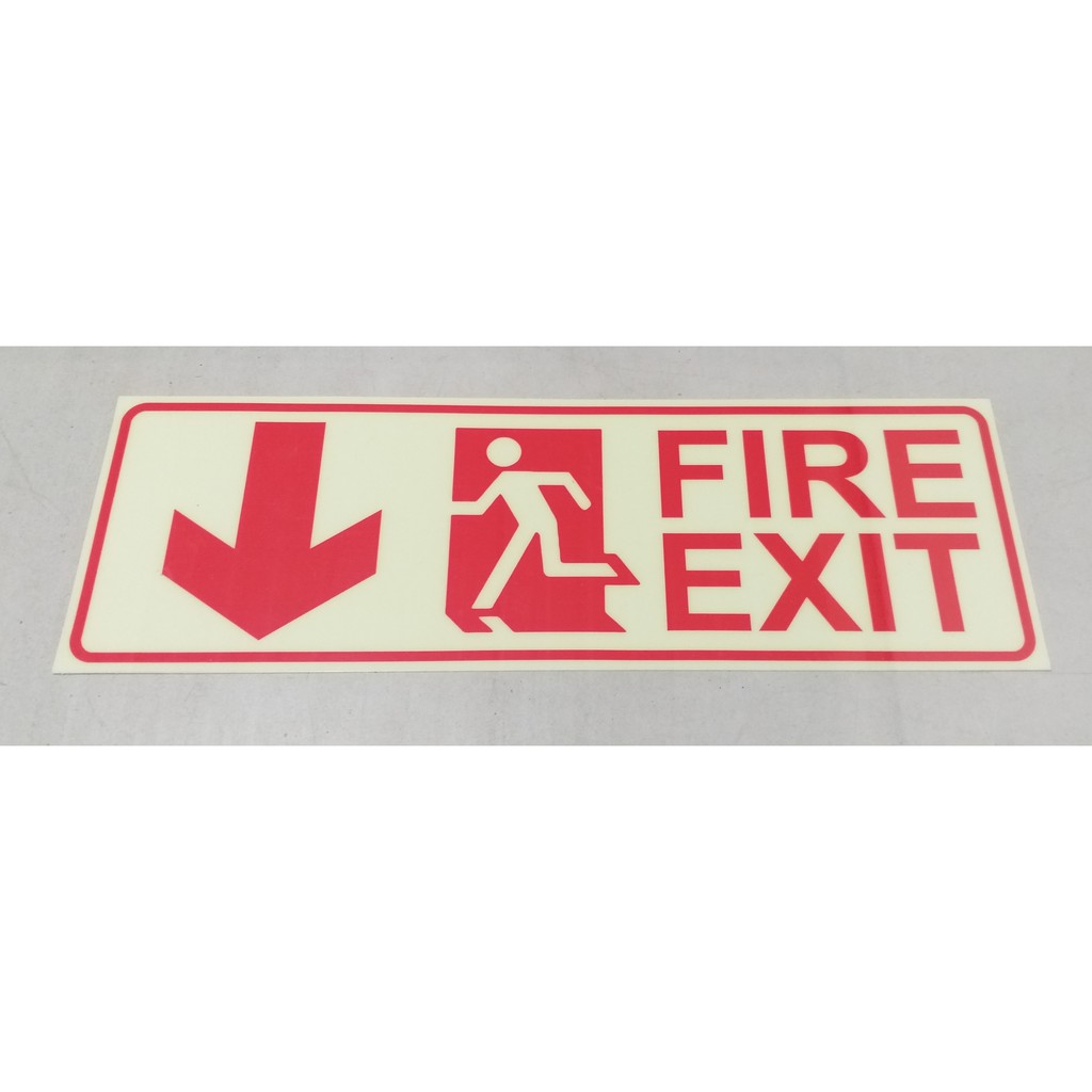 Luminous Fire Exit Arrow Down Sign Sticker | Shopee Philippines