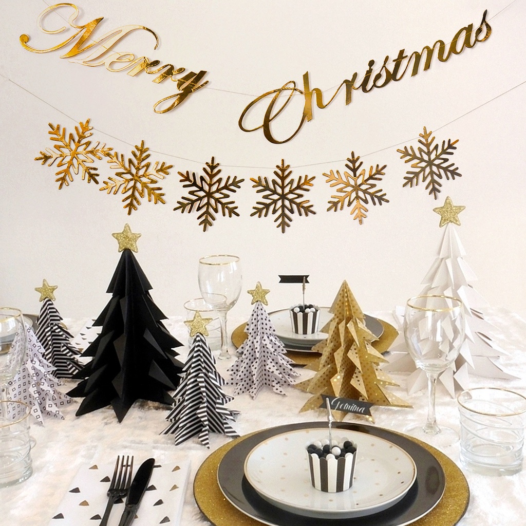 Snowflake Merry Christmas Banner Bunting Flag Christmas new year Party ...