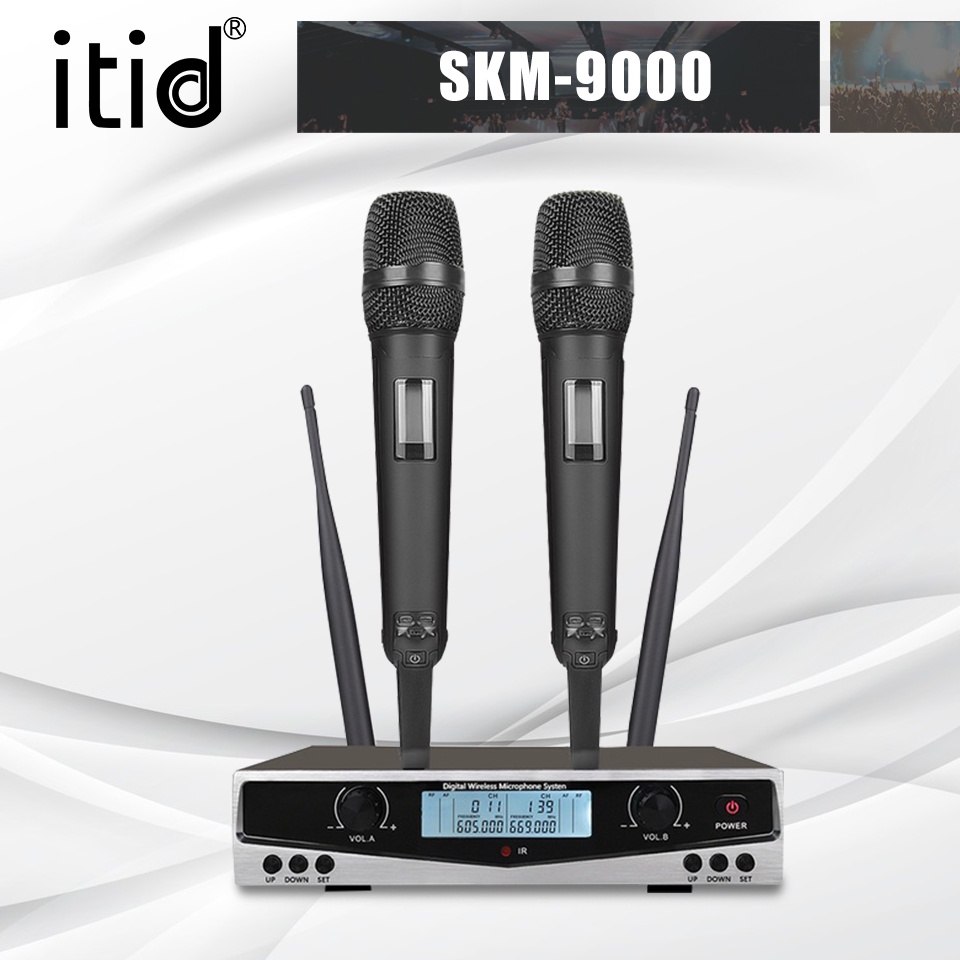 itid SKM9000 600-699Mhz Stage Performance Home KTV UHF Dual Professional Wireless Microphone ...
