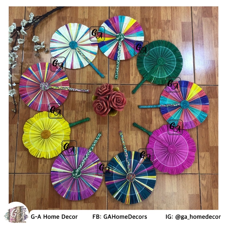 Raffia Lollipop / Rainbow fan - Native fan - Gawang pinoy - Pamaypay | Shopee Philippines