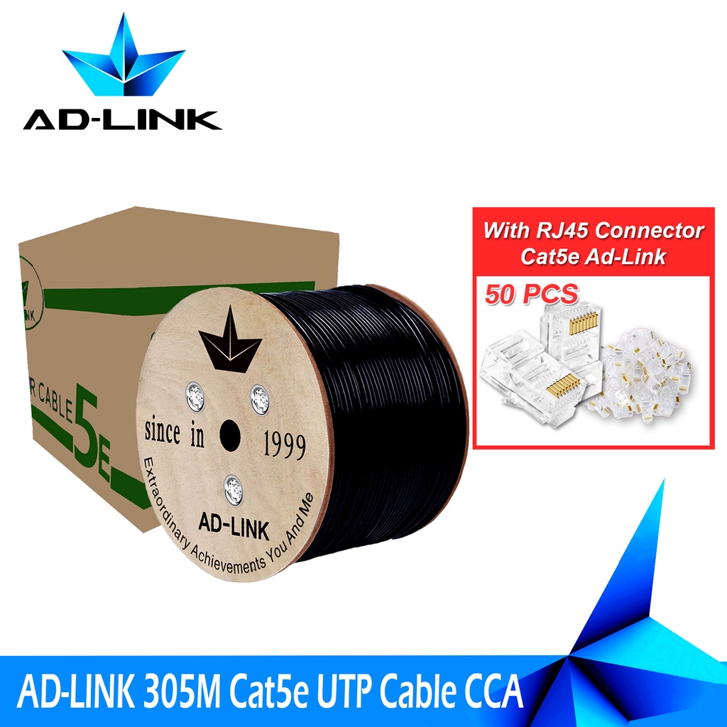 Ad-Link 305M Cat5e UTP Cable Outdoor CCA With 50pcs Ad-Link Rj45 ...