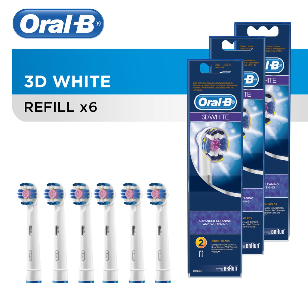 Oral-B Electric Toothbrush Refill Heads 3D White Trio | Oral Care ...