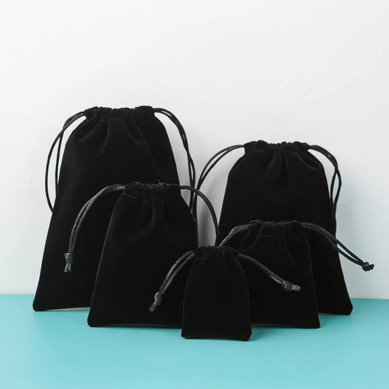 Black Velvet Drawstring Pouch | Shopee Philippines