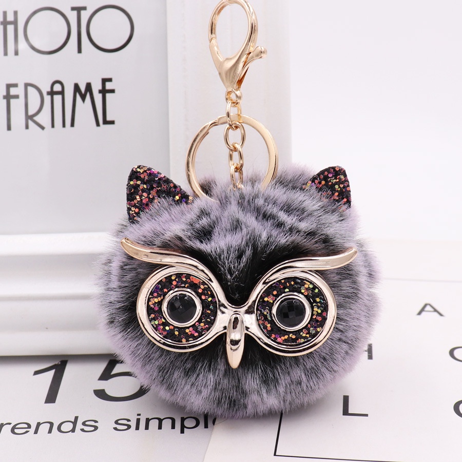 Furry Owl Head Pendant Bags Car Key Chain Ornament Friend Gifts ...