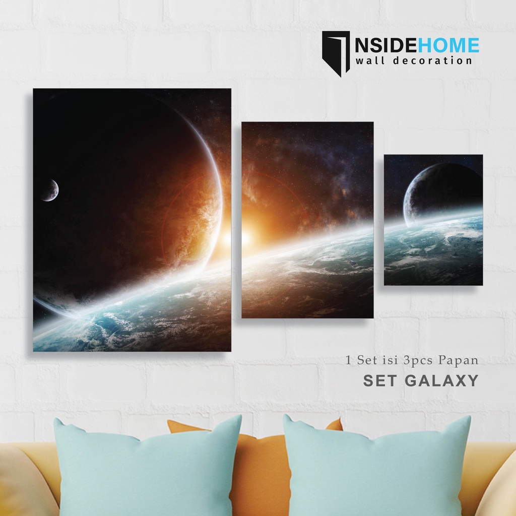 HIASAN DINDING KAYU [1 Set] Space Motif Landscape Wooden Poster Galaxy ...