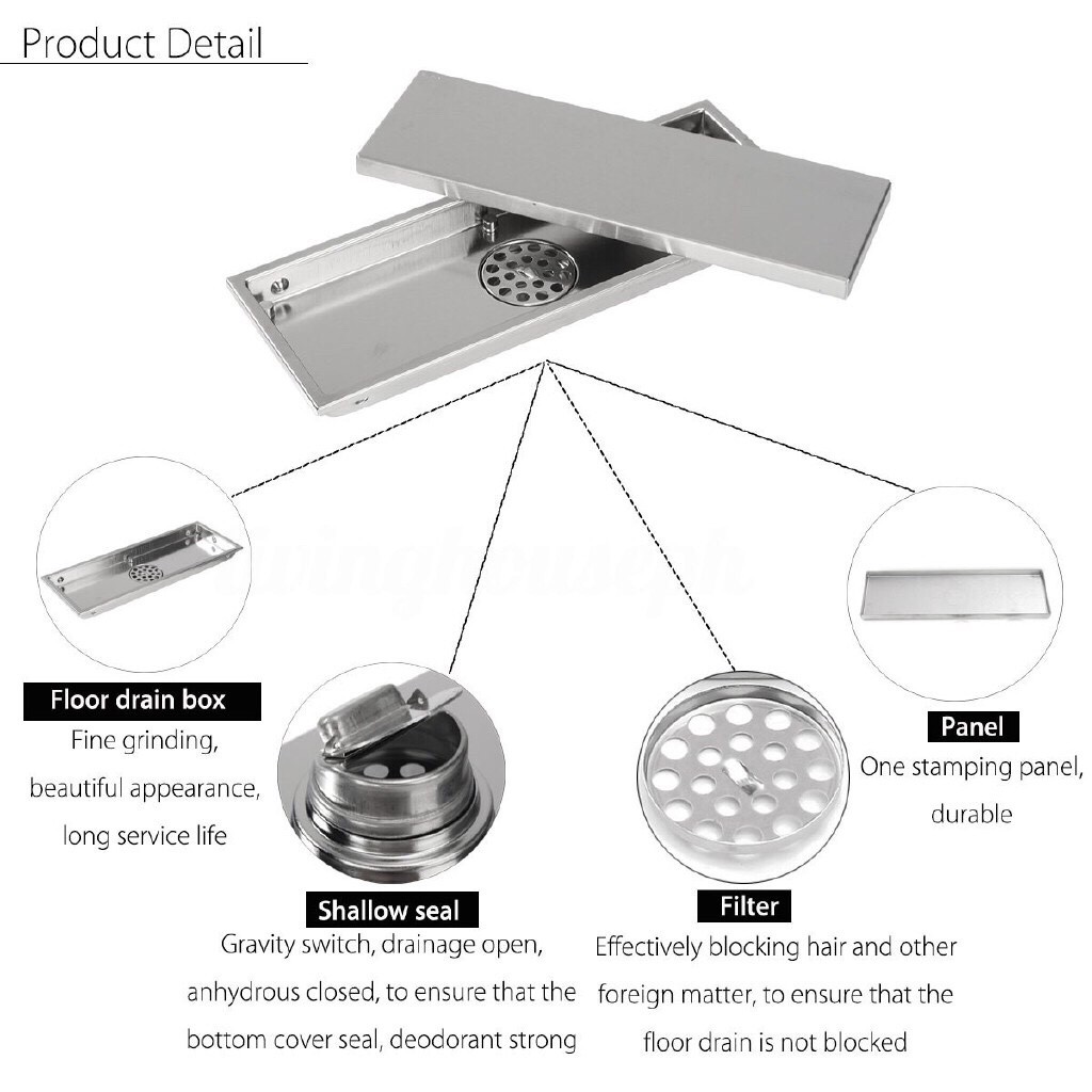 LINEAR STAINLESS FLOOR DRAIN 900 x 68mm and 1200x68 mm with TILE SLOT ...