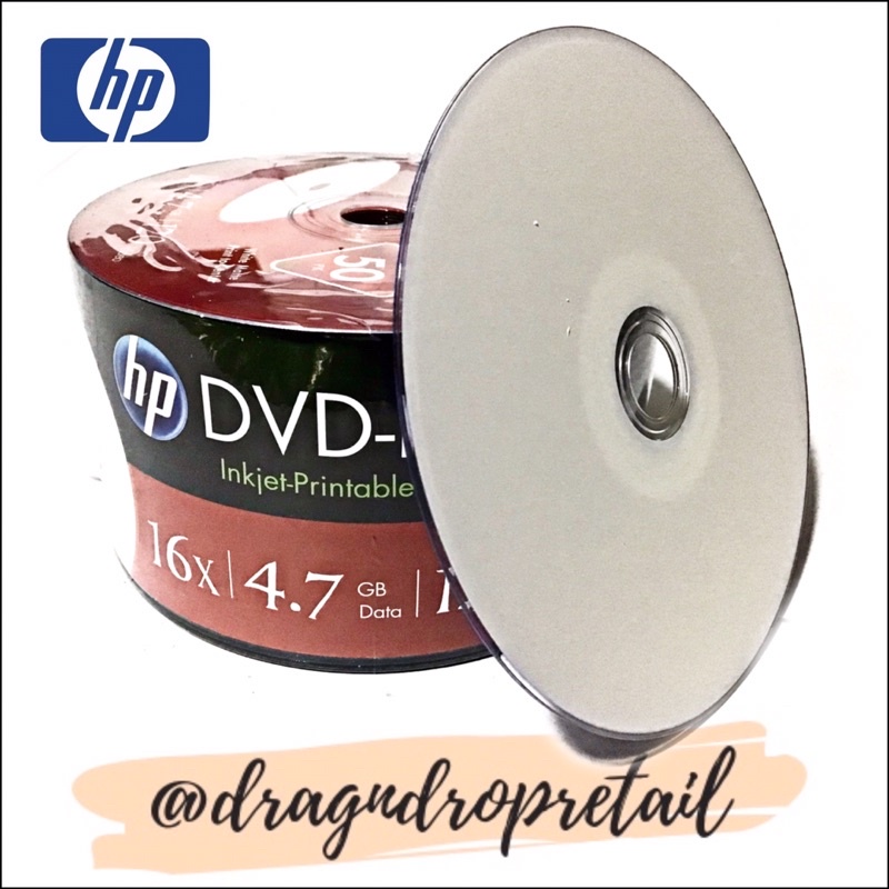 HP DVD-R DVDR DVD R 16x 4.7GB Inkjet Printable Recordable Blank Disc ...