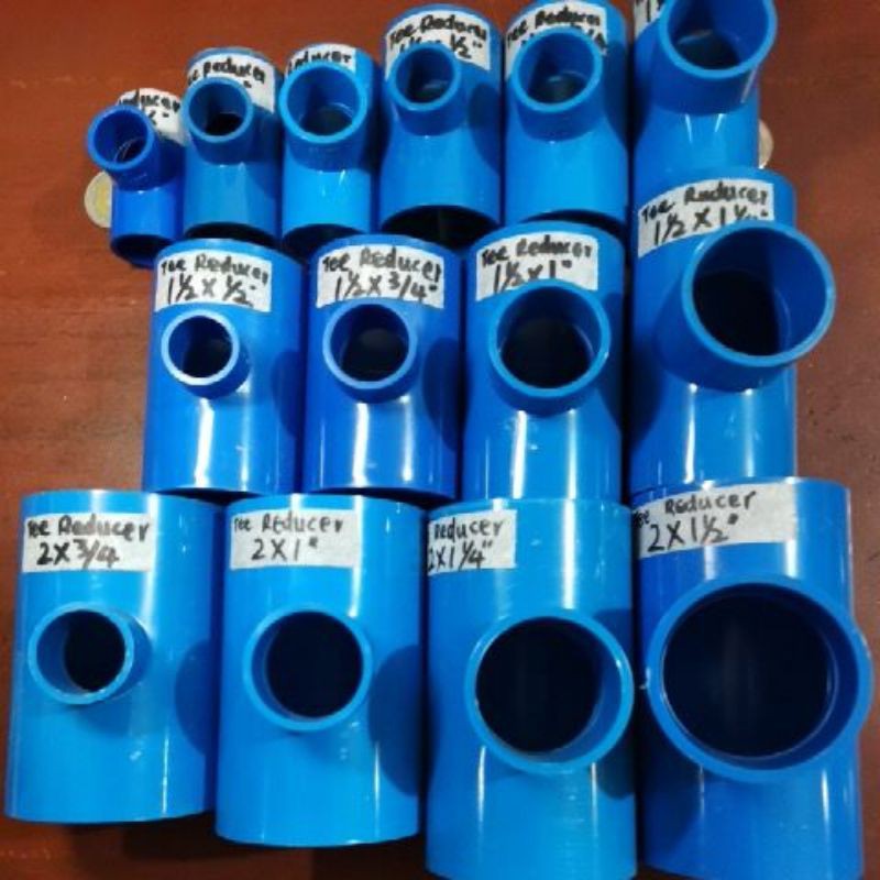 Pvc blue tee reducer 1/2 to 2inch size. 1/2 x3/4, 3/4x1,1/2x1,1-1/4x3/4 ...