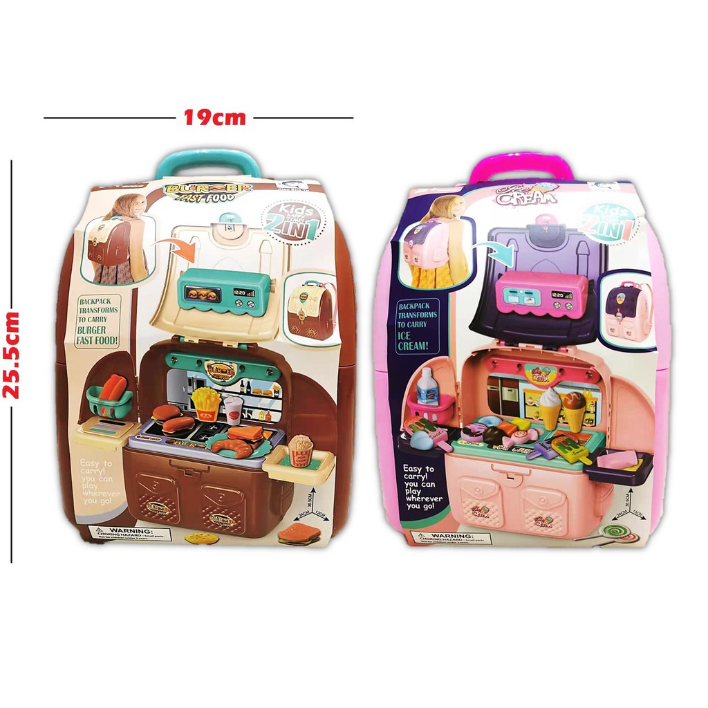 Kingtoys 2-in-1 Ice Cream and Burger Fast Food Backpack Toy ...