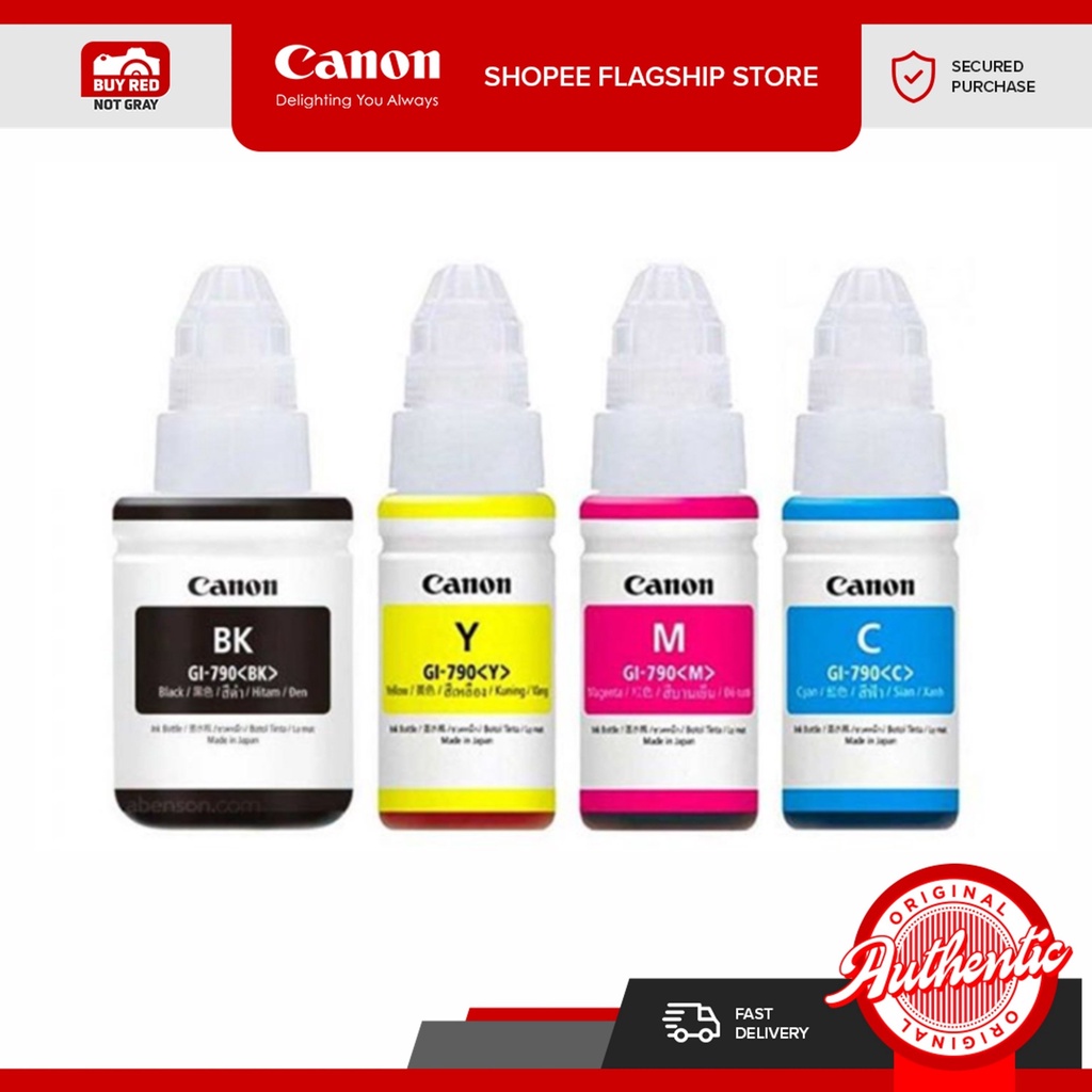 Canon GI-790 Ink Bottle Refill (Black/Cyan/Magenta/Yellow) 100% ...