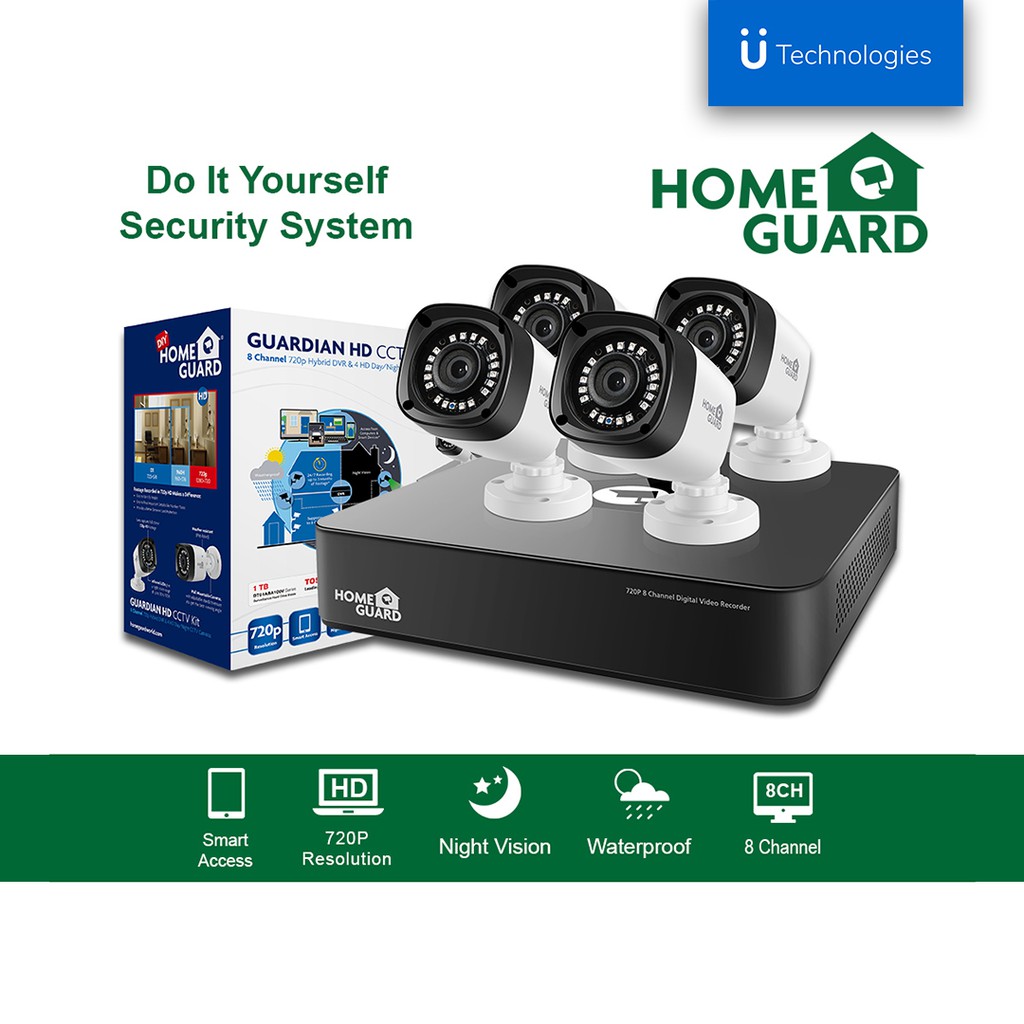 Homeguard 8CH & 720p 4 Smart HD CCTV camera with 1TB hard disk w/ 1 ...