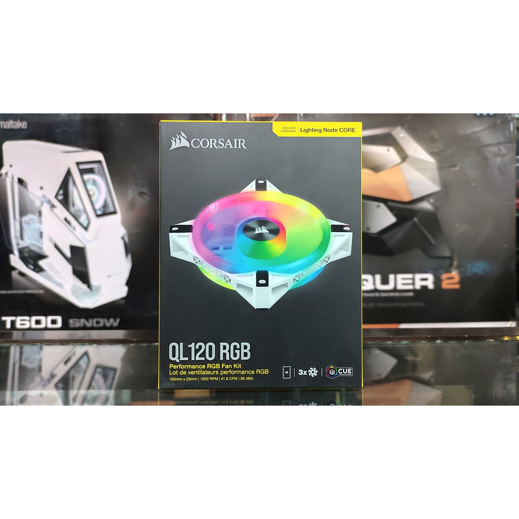 Corsair QL120 RGB Performance RGB Fan Kit with Lighting Node Core ...