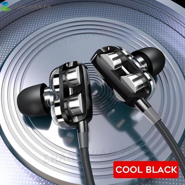 2 PCS Earphones with Mic 4-core Dual Speakers Dynamic Gaming Sports 3 ...