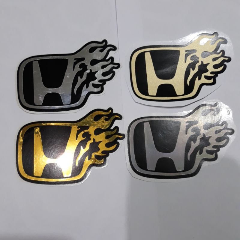 HONDA Logo Flame STICKER/DECAL IN GOLD, SILVER & HOLOGRAM | Shopee ...