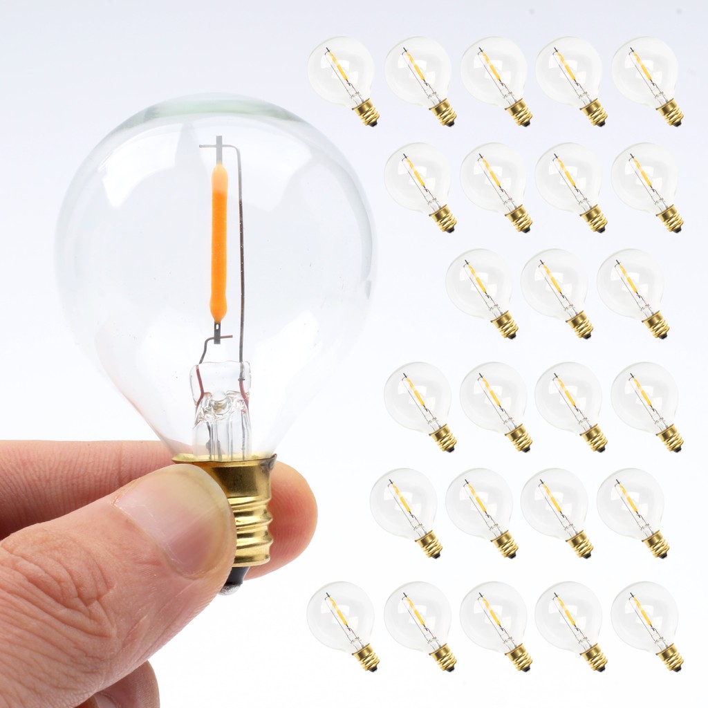 Pack of 25 G40 LED Replacement Bulb, E12 Base 0.6W per Globe Bulbs, for ...