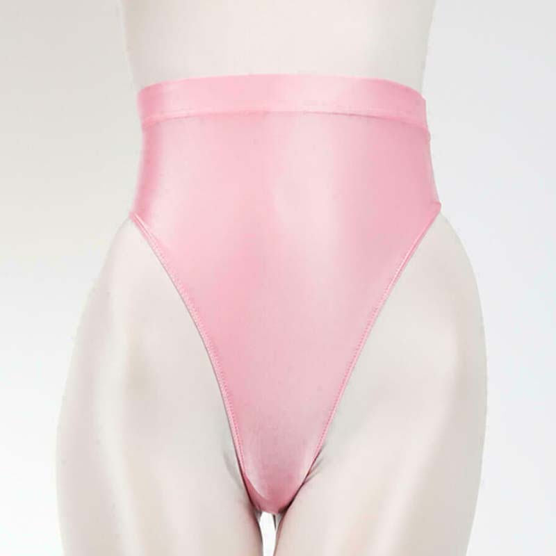 Sexy Women Shiny High Waist G String Sheer See Through Brief Candy