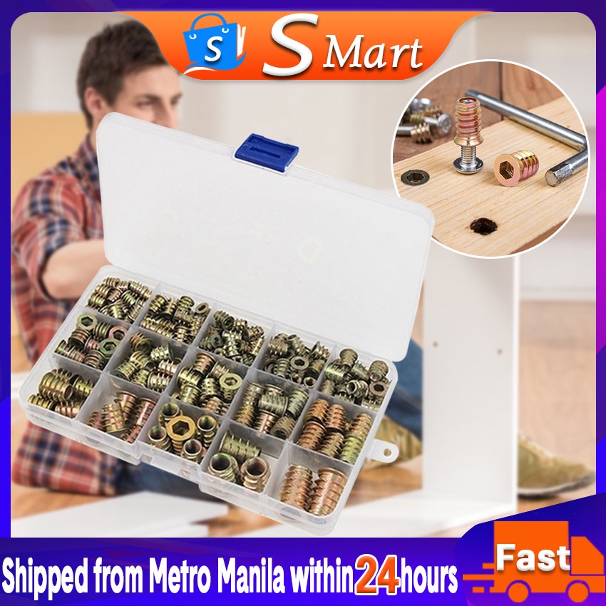 230PCS Threaded Wood Inserts Nut Kit M4/M6/M8/M10 Furniture Screw ...