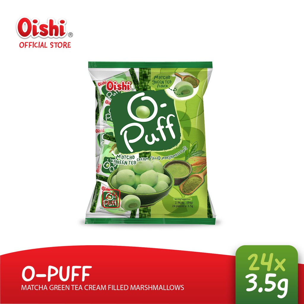 Oishi O-Puff Marshmallows Matcha 24 x 3.5g | Shopee Philippines