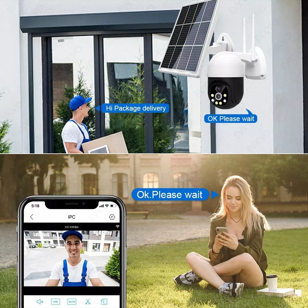 V380 P5 1080 Solar Power CCTV Waterproof IP65 Wireless 4G Outdoor ...