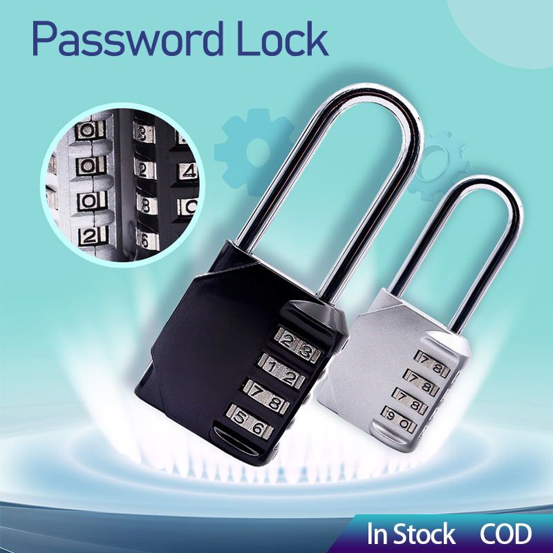 4 Digit Number Combination Padlock Long Shackle Padlock Luggage ...
