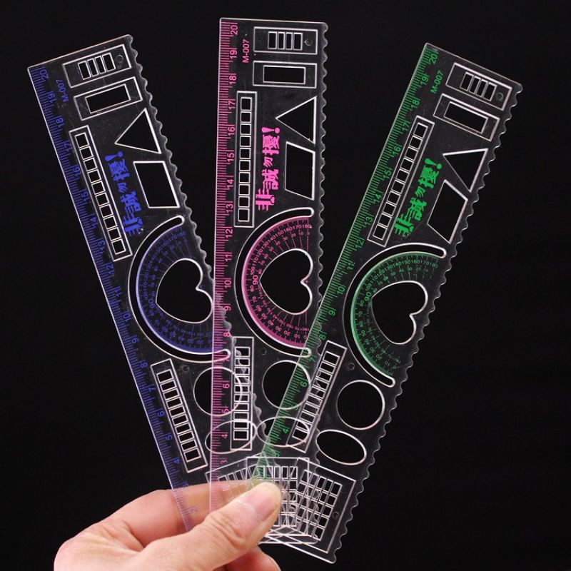Plastic Straight Ruler Many Pictures Used For Decorative Drawing 20cm ...