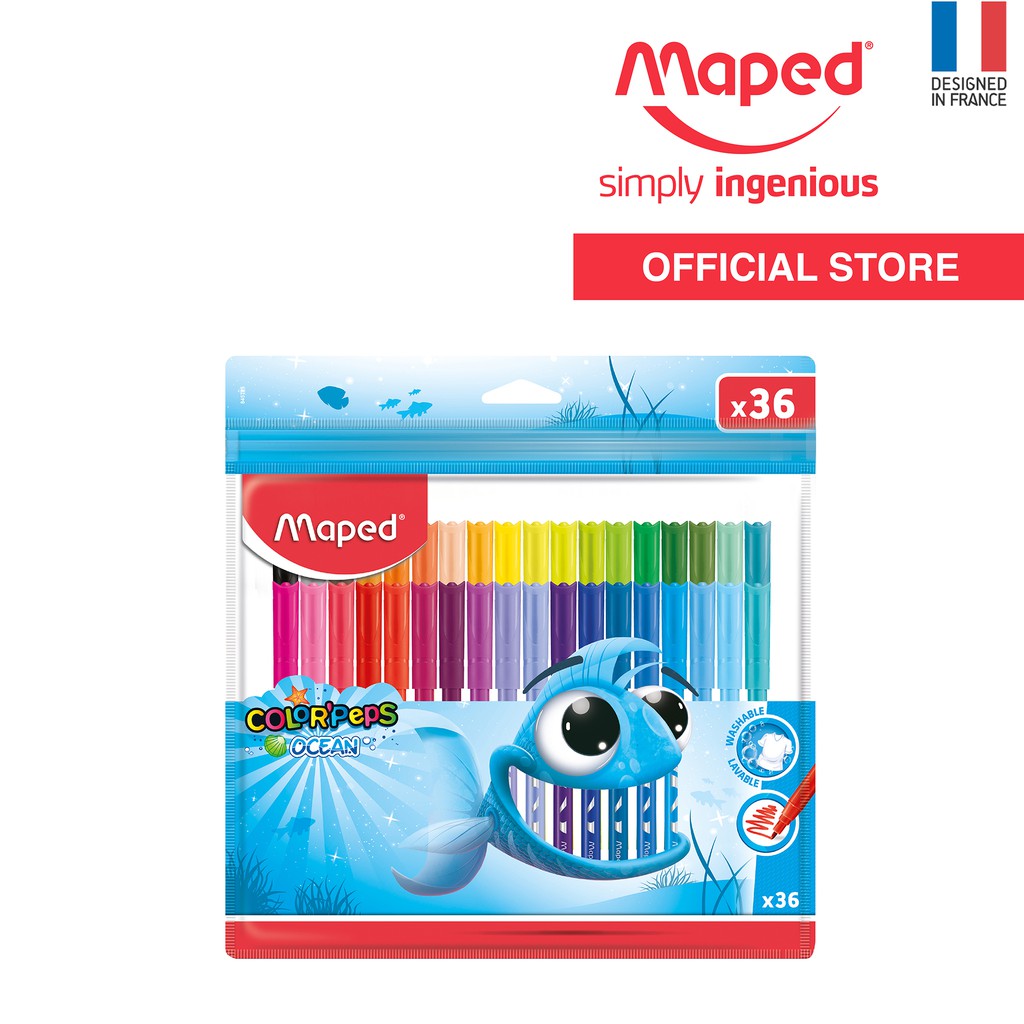 MAPED Ocean Color Peps Felt Pens (Pulse) 845725, Felt Tip Markers (36 ...