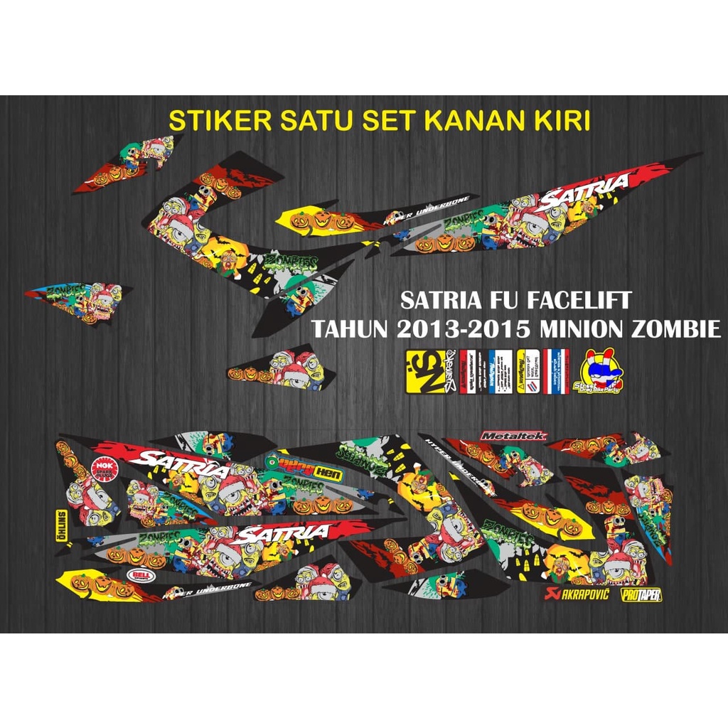 Satria FU FACELIFT STRIPING DECAL Sticker 2013-2015 MINION ZOMBIE ...