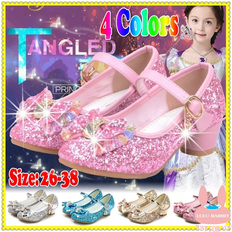 Princess Kids Leather Shoes for Girls Bownot Casual Glitter Children High Heel Girls Shoes ...