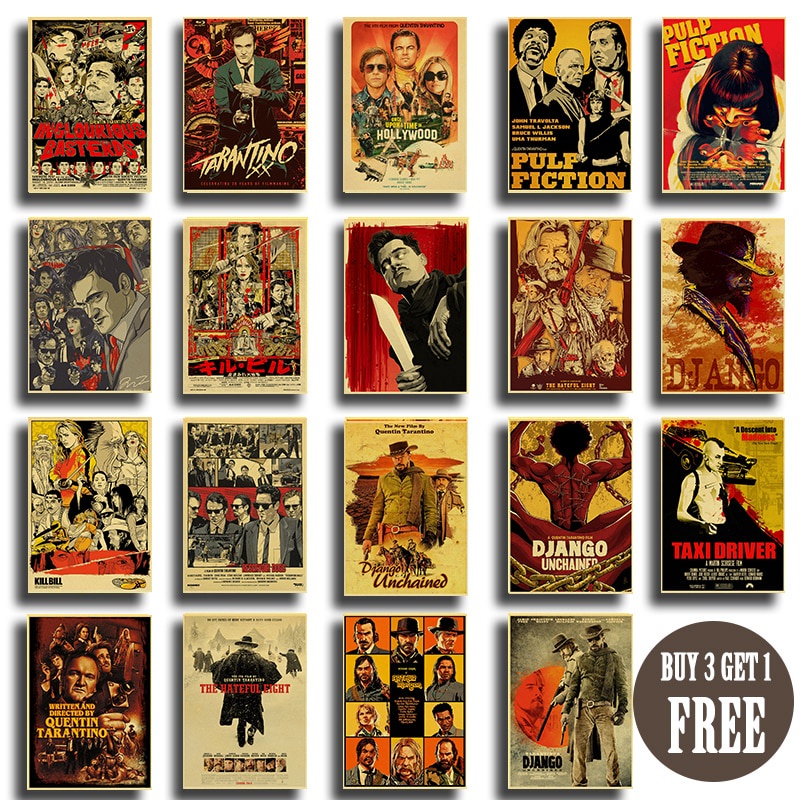 Quentin Tarantino Movie Poster Collection Vintage Kraft Paper Poster ...