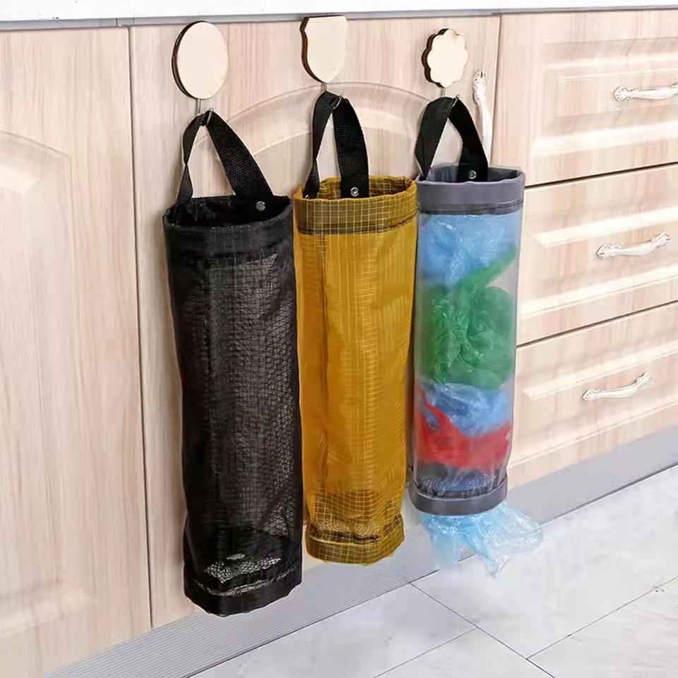 Kitchen Plastic Mesh Dispenser Organizer Trash Bags Holder Trash Bag ...