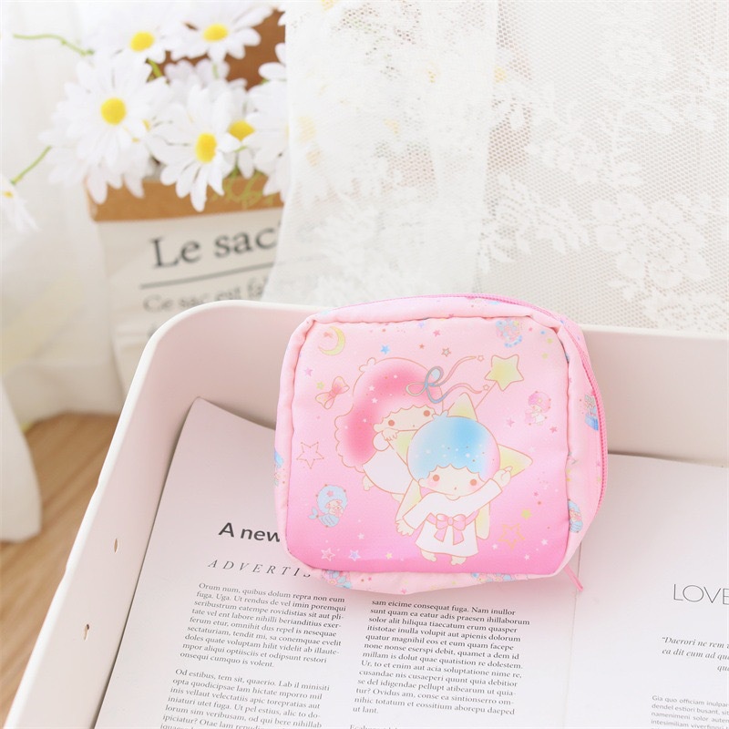 Walkie Sanrioed Kawaii Portable Sanitary Napkin Tampon Storage Bag