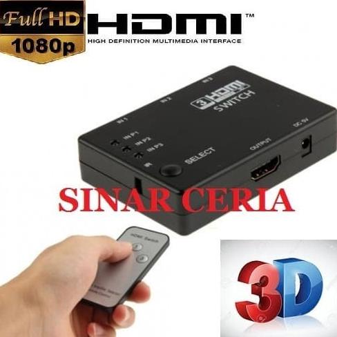 Hdmi Switch 3 to 1 Remote Adapter Full Hd 1080P Selector Hub Terminal ...
