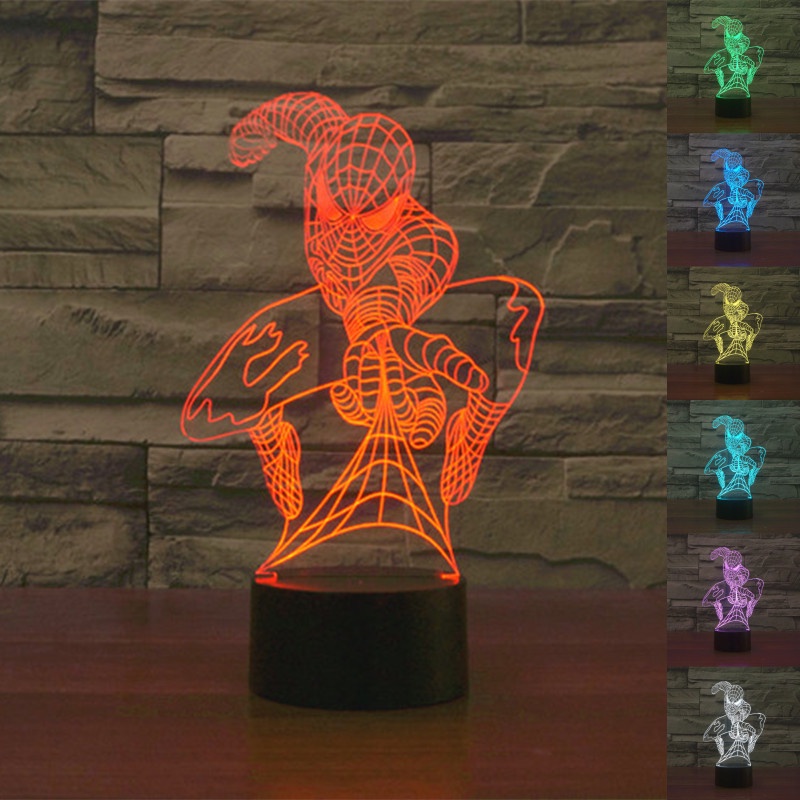 Marvel Super Hero Spider Man Night Light 7 Colors Gradient Novelty Gift ...