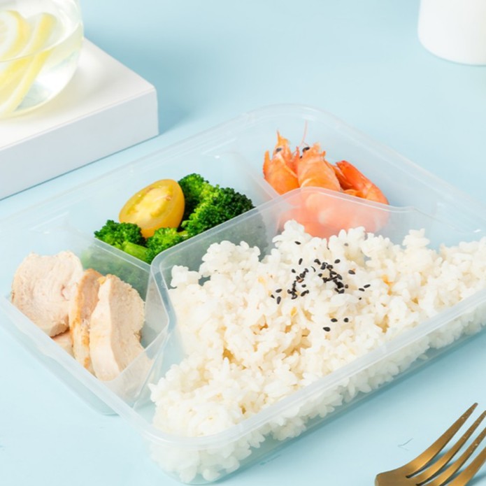 10pcs 4D Edible level Thicken Disposable Bento Box 4 division/grid with ...