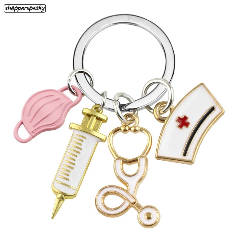 Nurse Doctor Mask Keychain Medical Paramedic Syringe Syringe ...