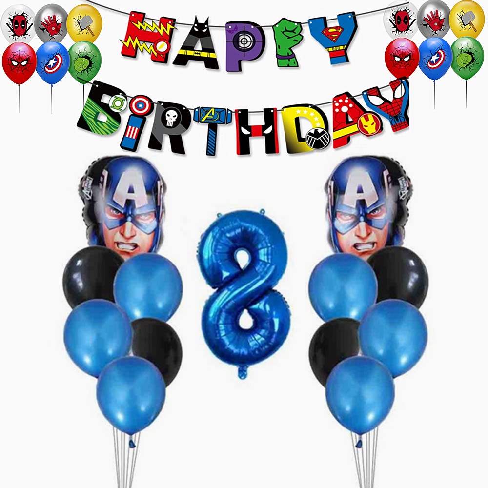 13pcs Captain America Avengers Foil Balloons Party Inflatable Head ...
