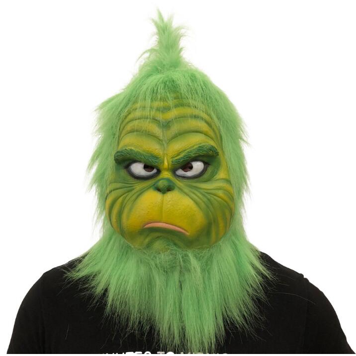 Cute How Christmas Green Haired Grinch Cosplay Mask Latex Halloween ...