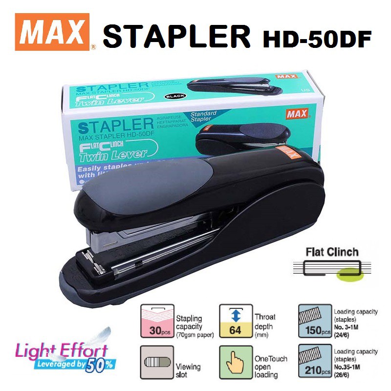 MAX STAPLER HD-50DF ( FLAT CLINCH TWIN LEVER ) | Shopee Philippines
