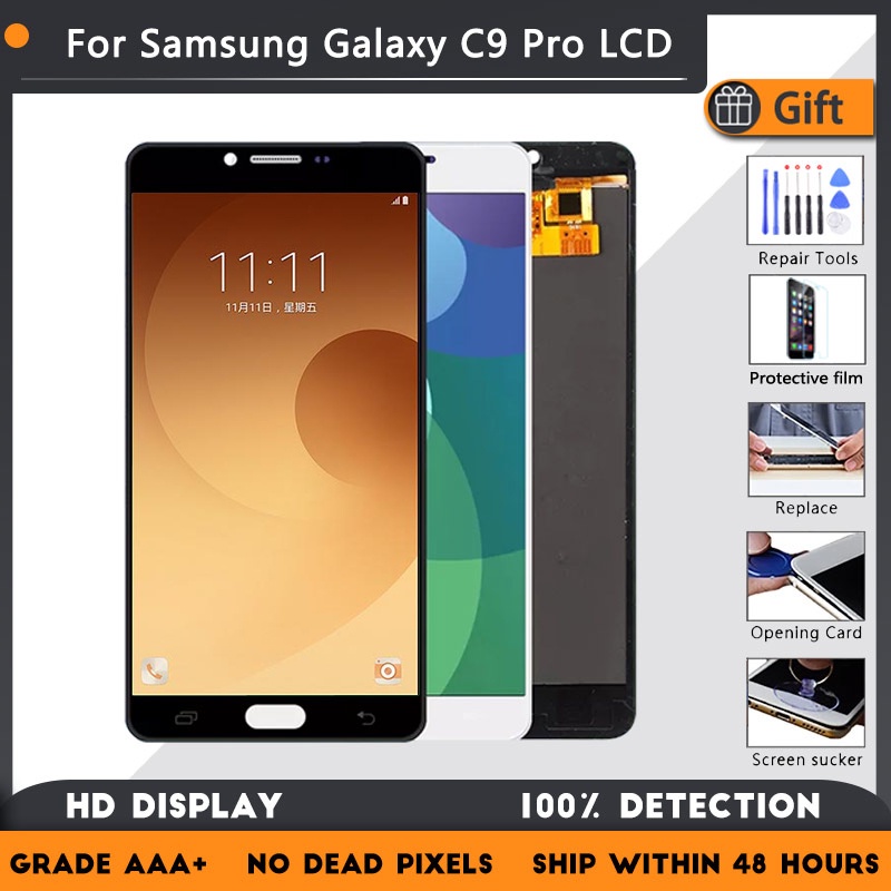 100% Tested Super AMOLED For Samsung Galaxy C9 Pro C9000 Display LCD ...