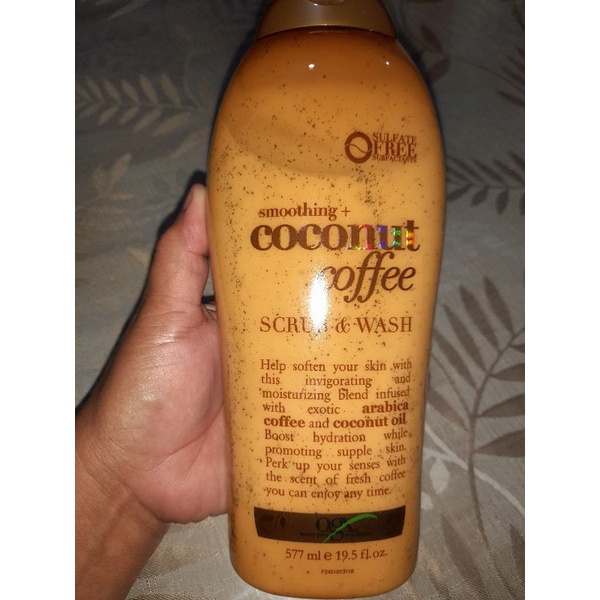 authentic OGX smoothing coconut coffee scrub & wash 577ml/19.5oz ...