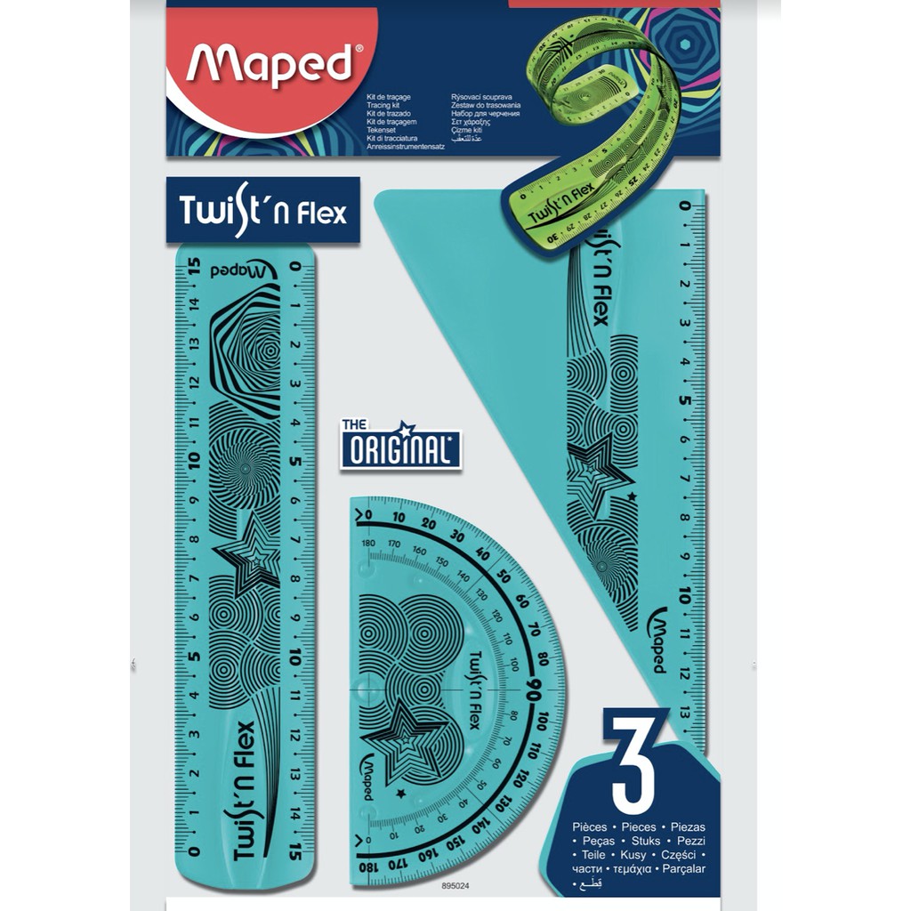 Ruler SET MAPED 15CM MINI BOW TRIANGLE RULER TWIST N FLEX FLEXIBLE ...