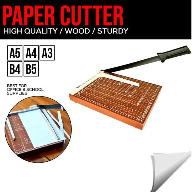 A4 Size Office Paper Cutter Metal Wood Base A5 B5 B6 B7 | Shopee ...