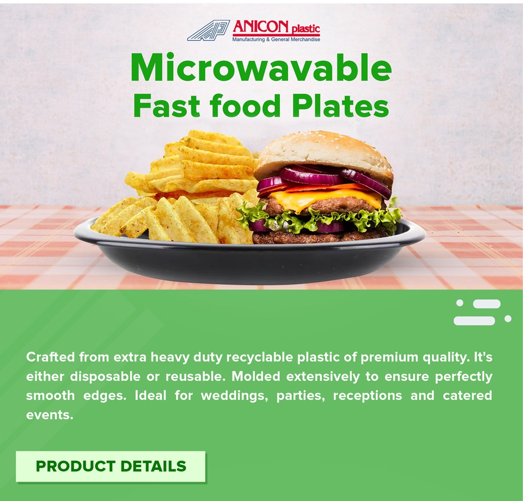 Aniware Premium Quality Microwavable Oval Plastic Fast Food Plate ...