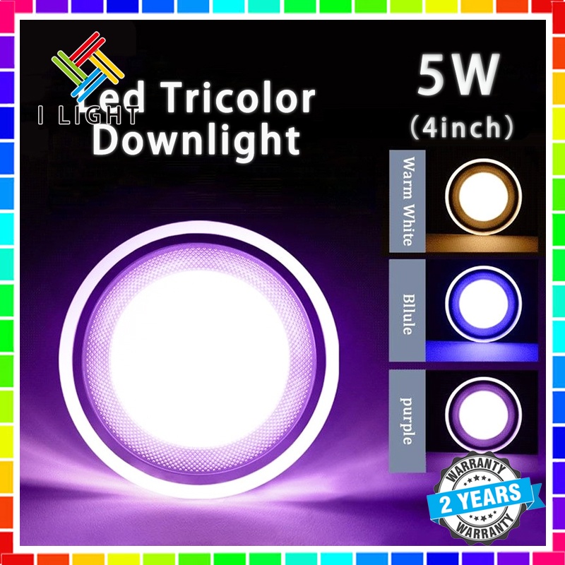 Led Down Light Dimming 3 Color Downlight For Ceiling Purple Blue Warm ...