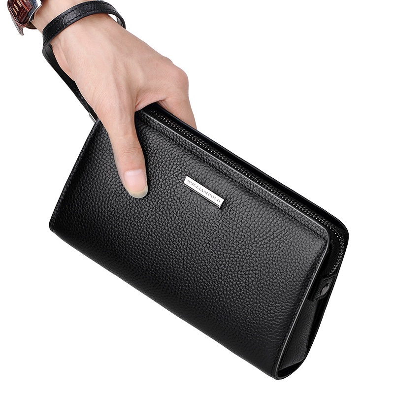 Convenient men's long wallet made of Williampolo cowhide, genuine ...