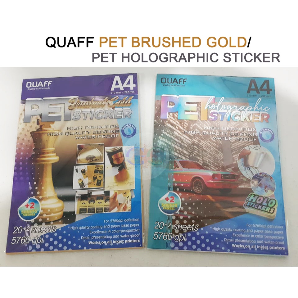 Quaff PET Brushed Gold or PET Holographic Sticker (Waterproof) | Shopee ...