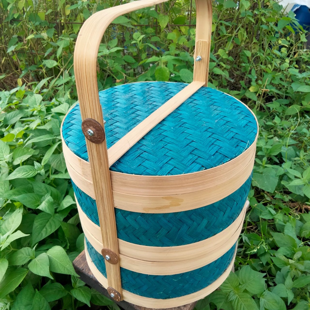 Warana bamboo basket, size 25cm, stacks 2 food containers, food box ...