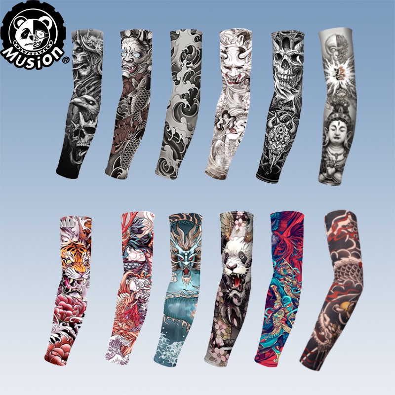 Musion Anti-UV/Dust Tattoo Sleeves Seamless Hand Sock Arm Sleeves ...